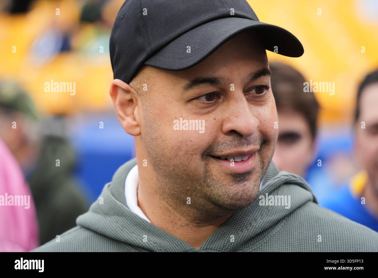 Pittsburgh Steelers general manager Omar Khan attends an NCAA college ...