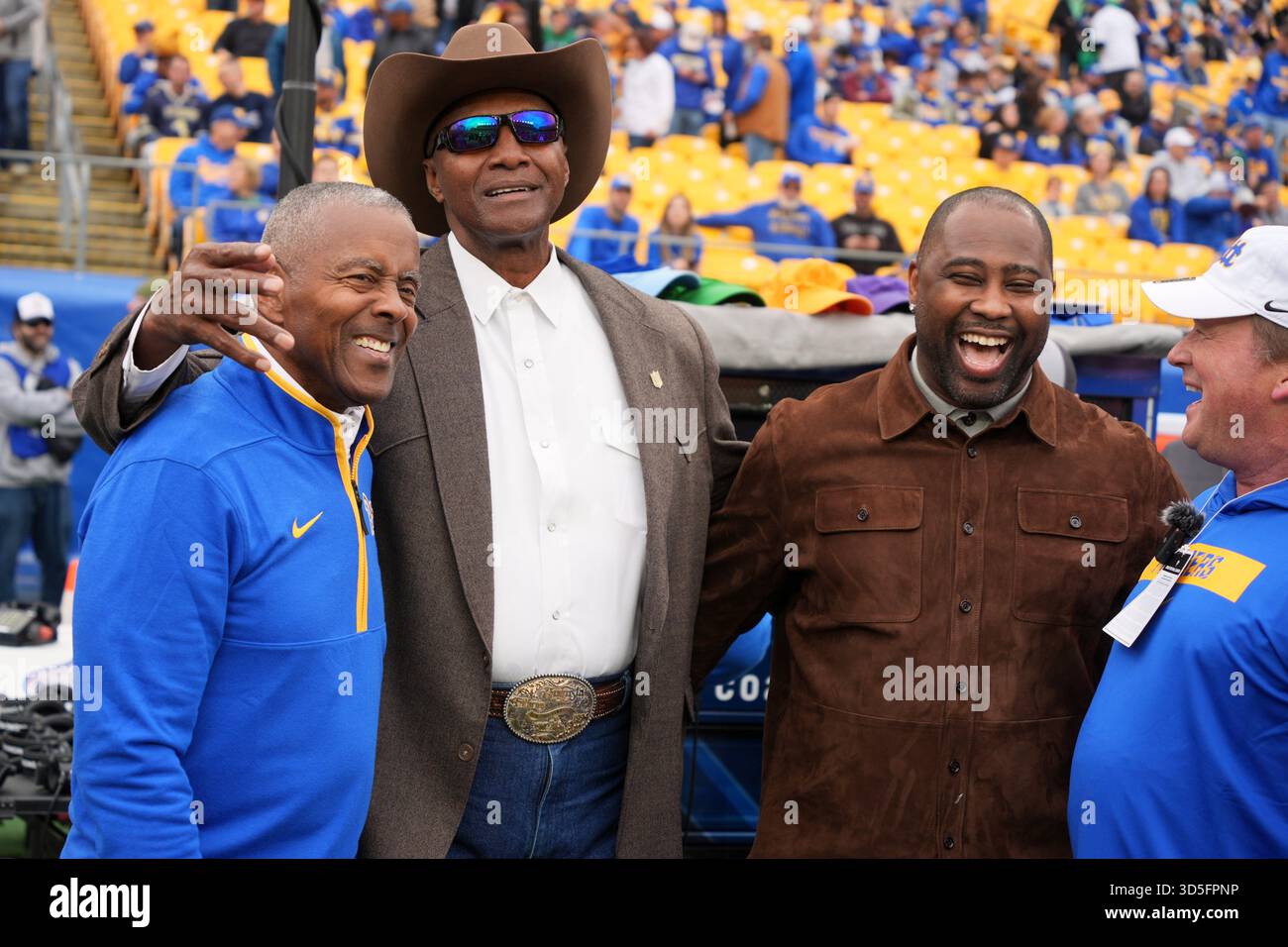 Pro Football Hall of Famers Tony Dorsett, left, Mel Blount, and ...
