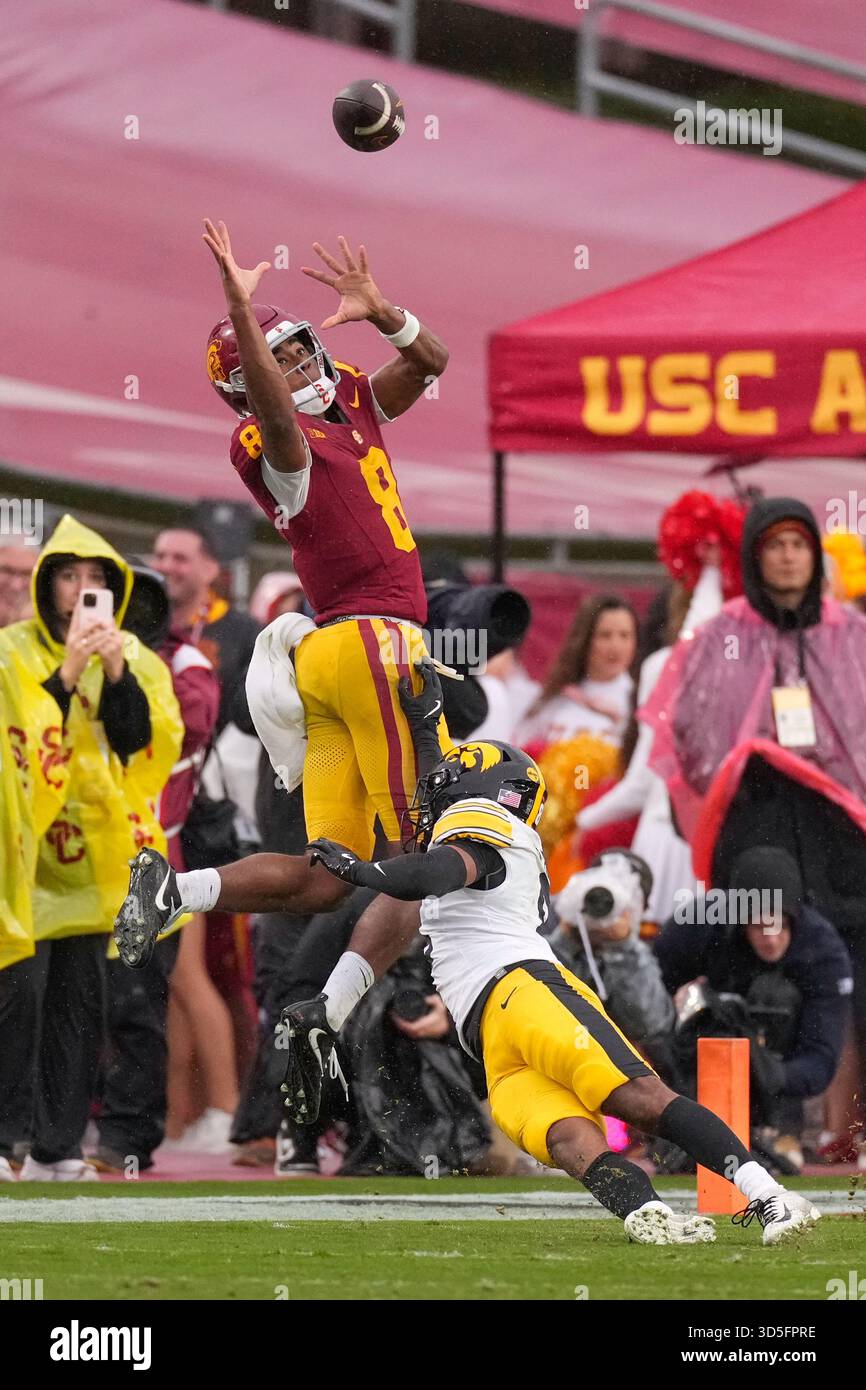 Southern California wide receiver Ja'Kobi Lane, top, makes a catch as ...