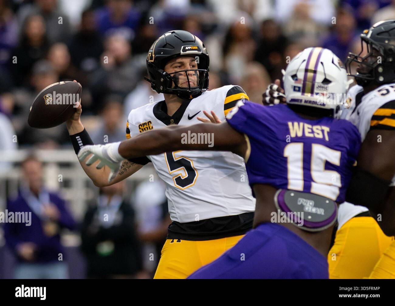 Appalachian State quarterback AJ Swann (5) winds up a pass during the ...