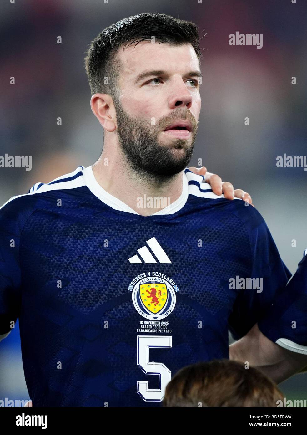 Scotland's Grant Hanley during the national anthem before the FIFA ...