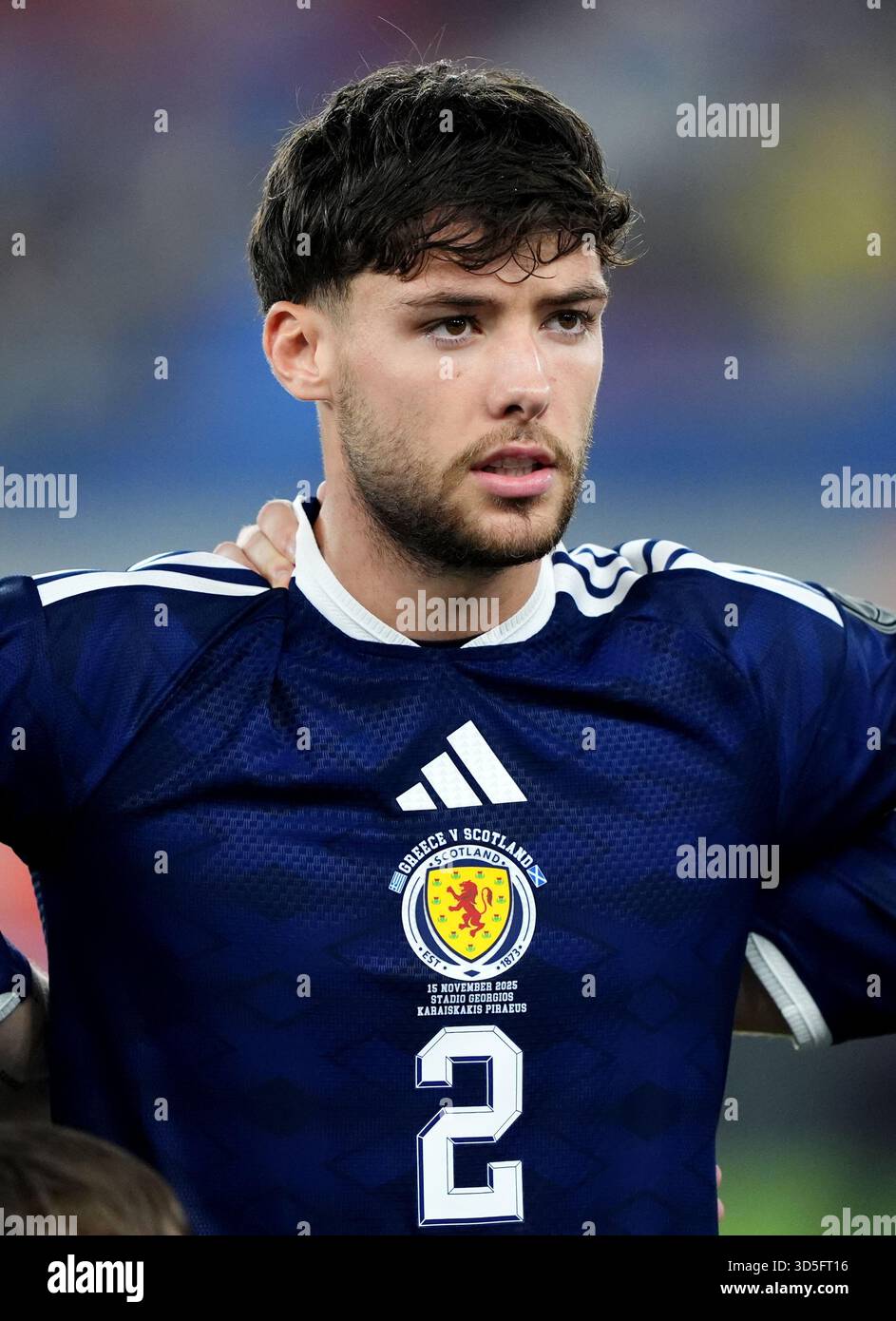 Scotland's Aaron Hickey during the national anthem before the FIFA ...