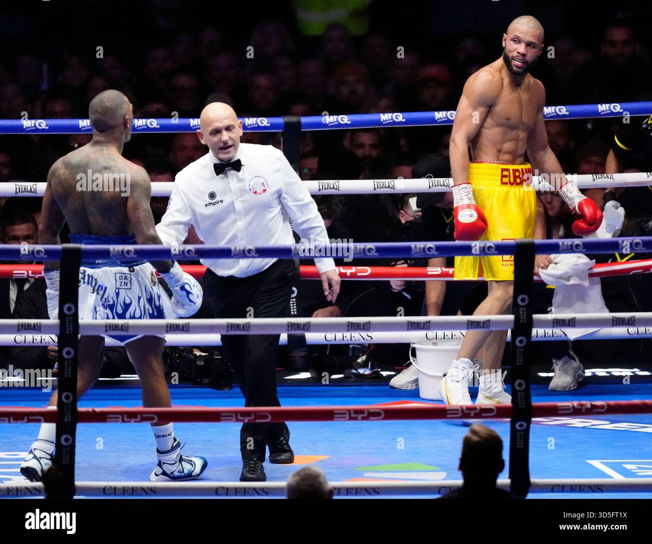 Chris Eubank Jr and Conor Benn exchange words during their fight at the ...