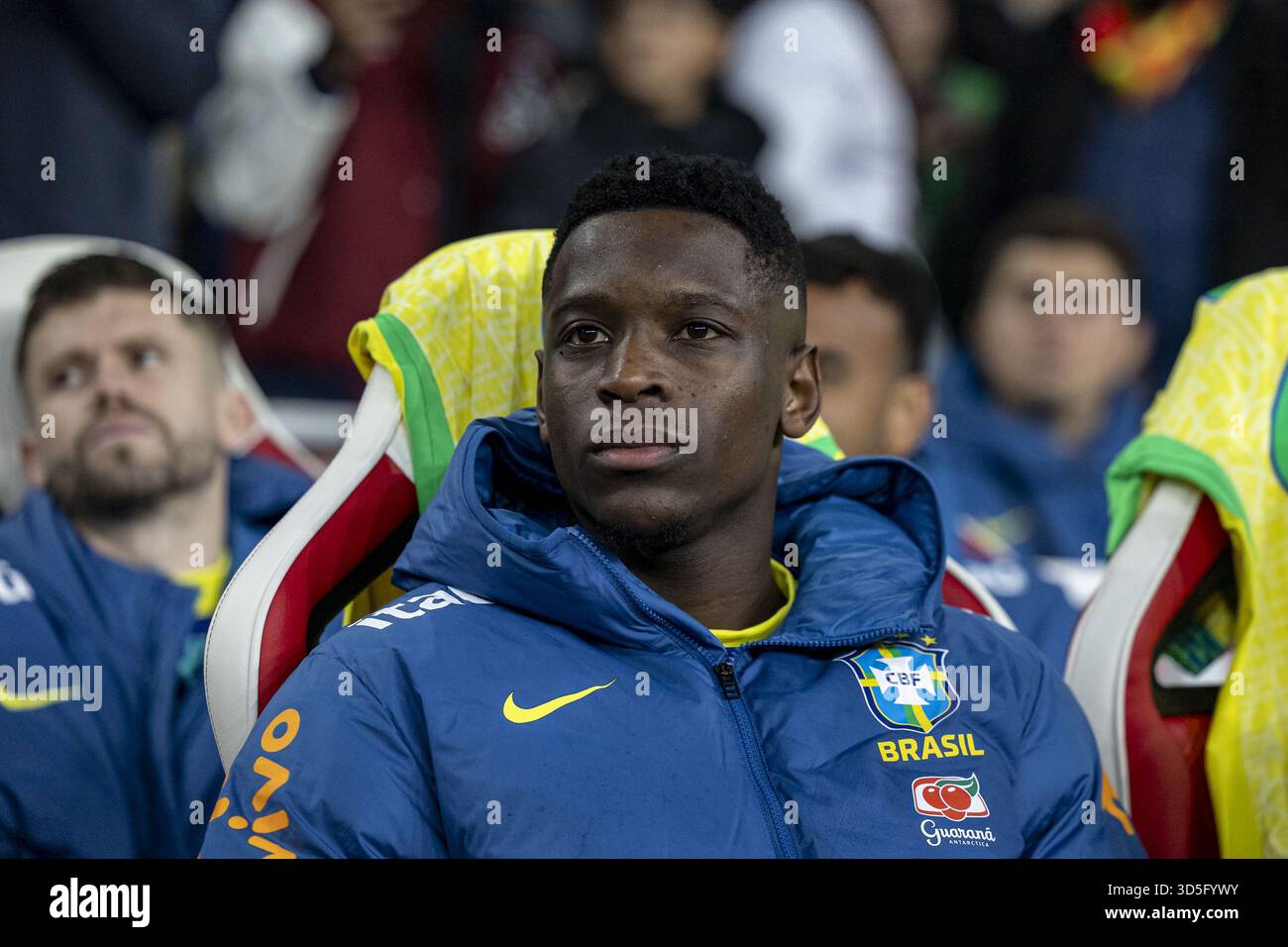Luiz Henrique of Brazil looks on during the international friendly ...