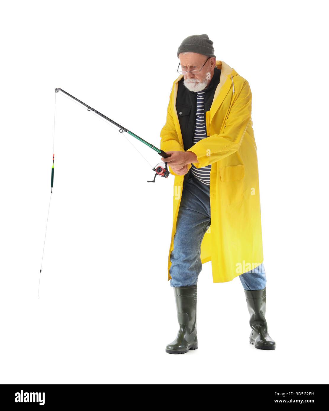 Elderly fisherman fishing rod Cut Out Stock Images & Pictures - Alamy