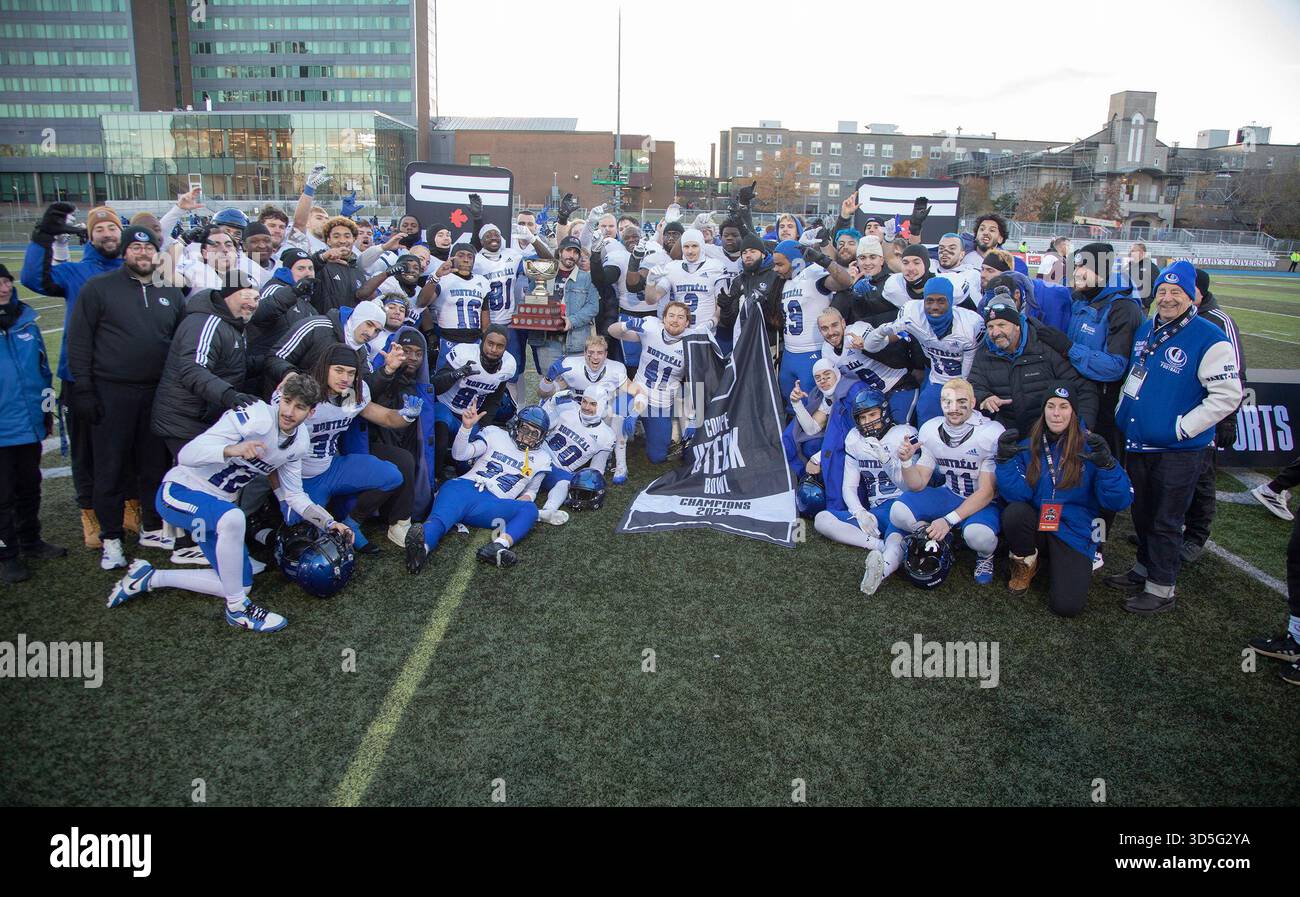 The Montréal Carabins celebrate after winning the Uteck Bowl in Halifax ...