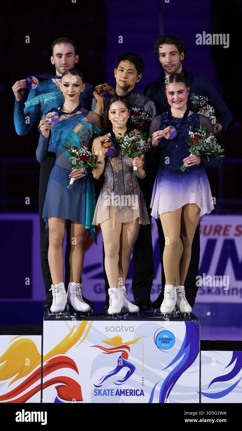 (L-R) Anastasiia METELKINA and Luka BERULAVA of Georgia, silver; Riku ...