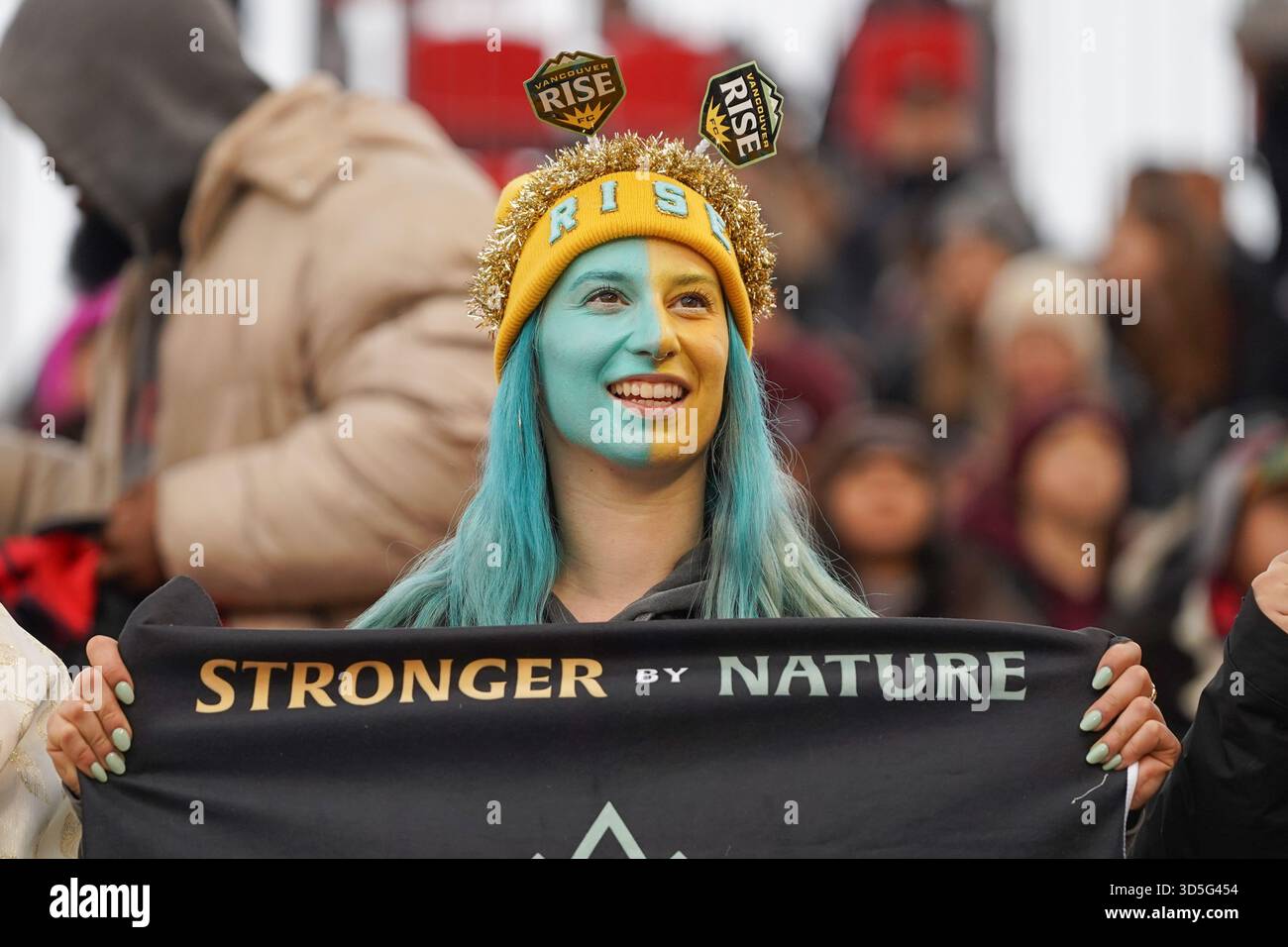 A Vancouver Rise FC Fan support her team during the Northern Super ...