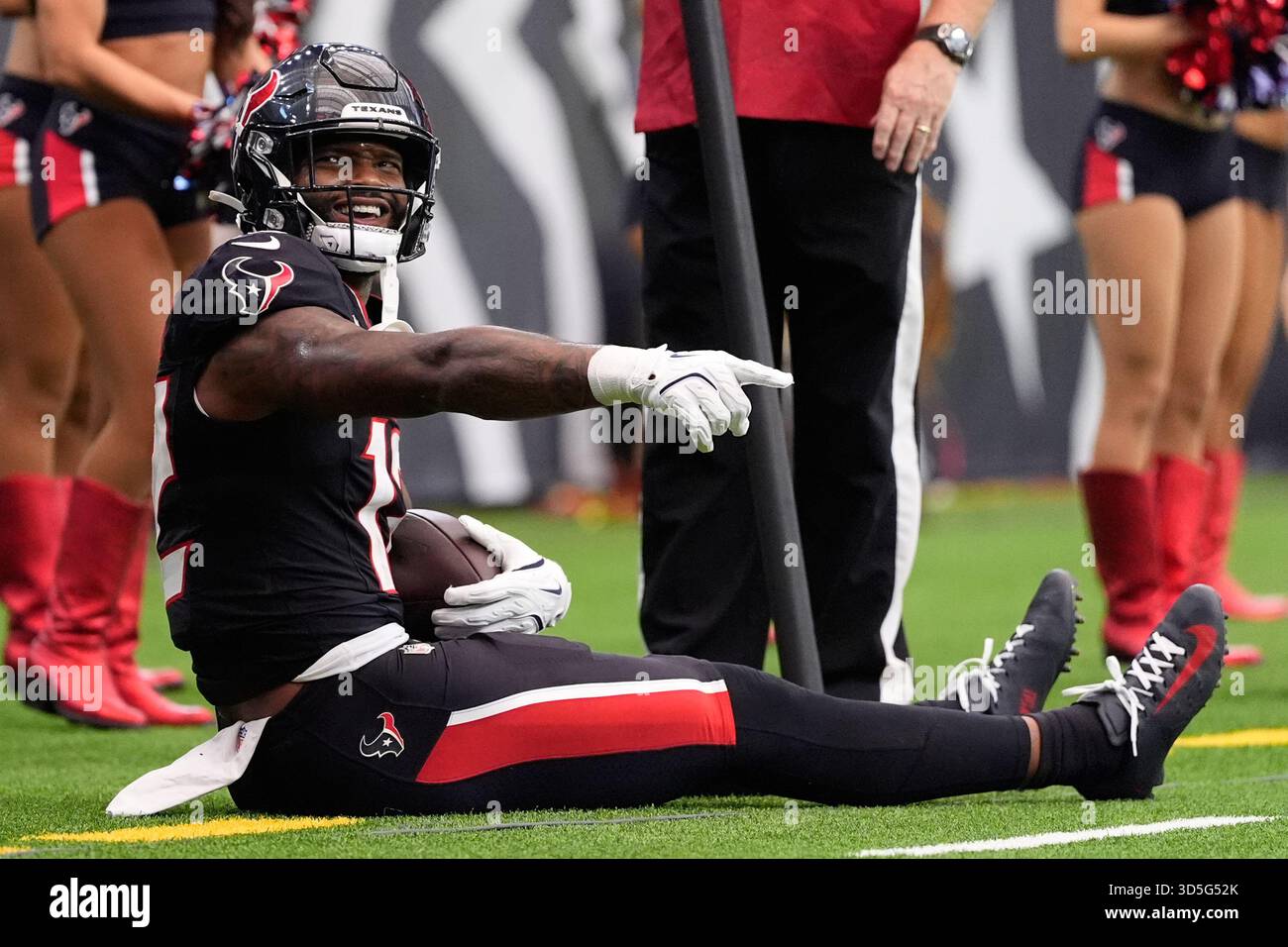 Houston Texans wide receiver Nico Collins reacts after a two point ...