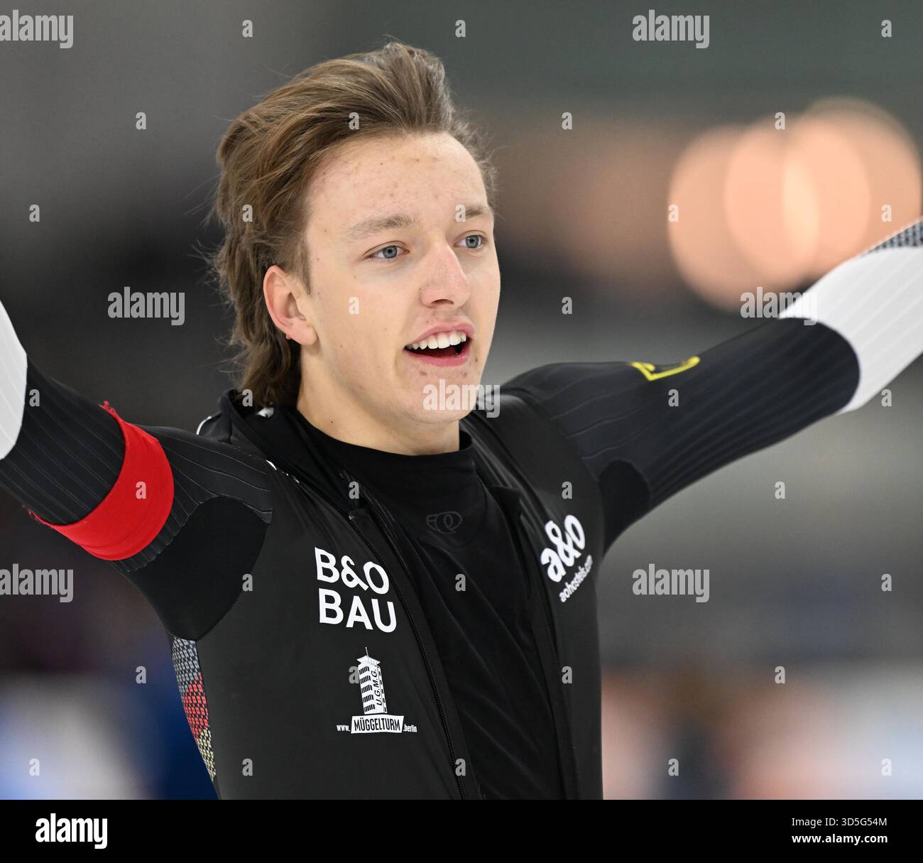 Finn Sonnekalb of Germany reacts after finishing his race in the men's ...