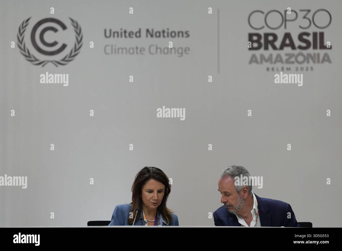 Ana Toni, COP30 CEO, left and André Corrêa do Lago, COP30 president ...
