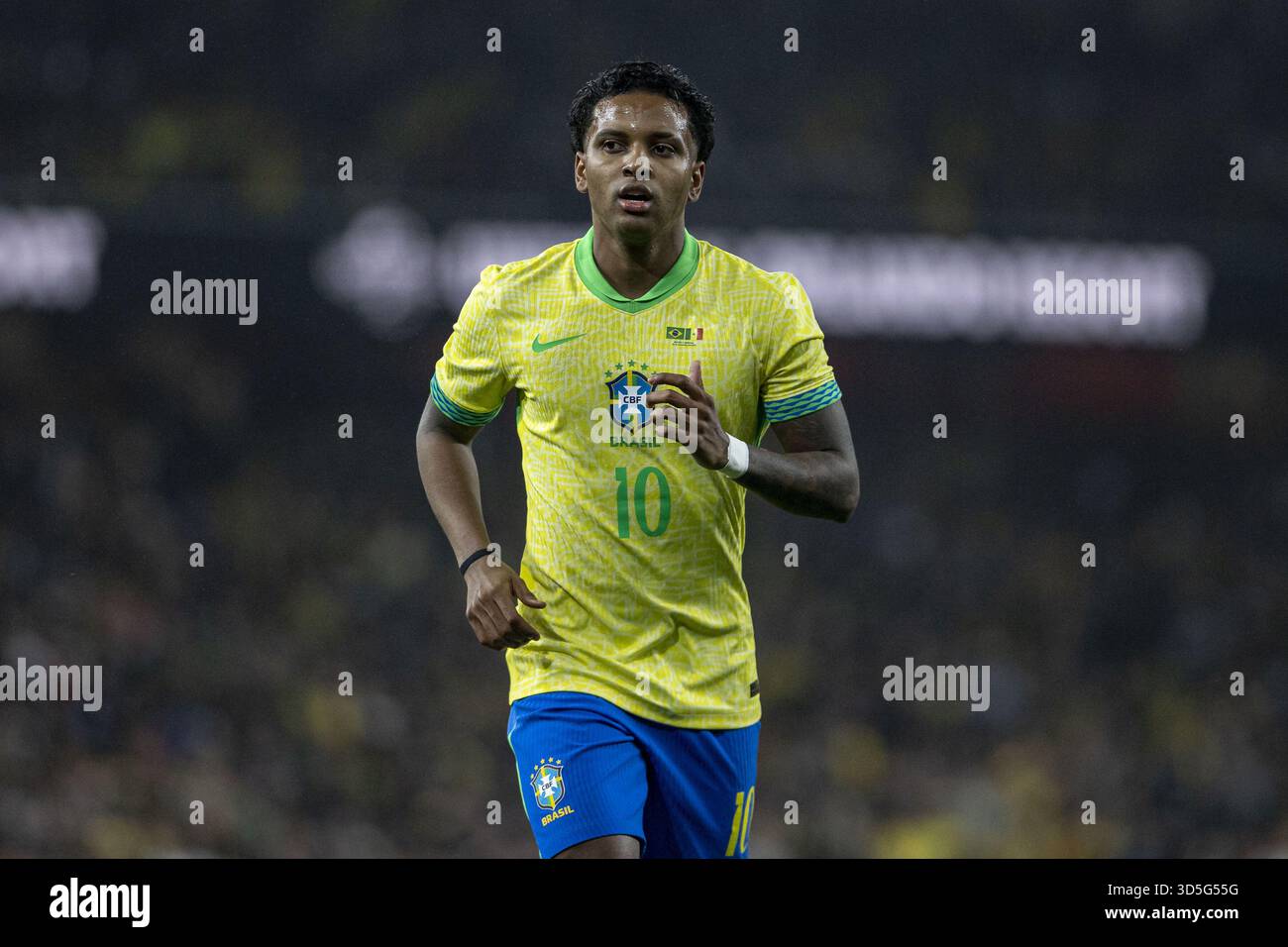 Rodrygo of Brazil looks on during the international friendly match ...