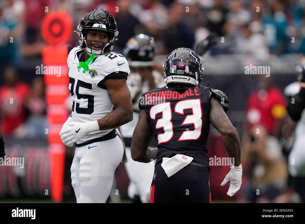 Jacksonville Jaguars safety Rayuan Lane III (25) reacts to Houston ...