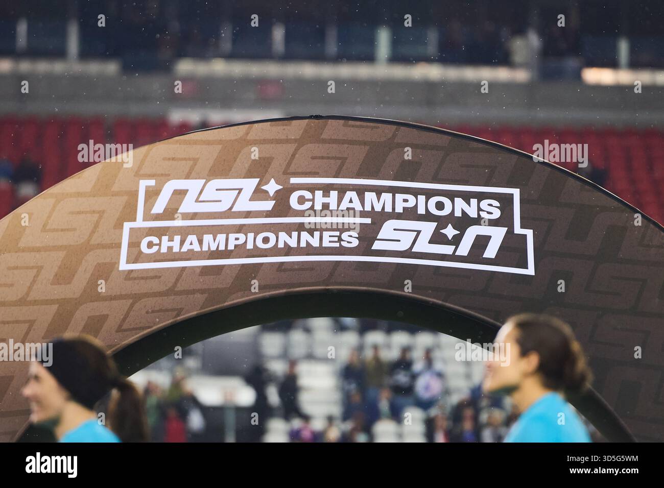 NSL branding is shown as Vancouver Rise FC celebrate after winning the ...