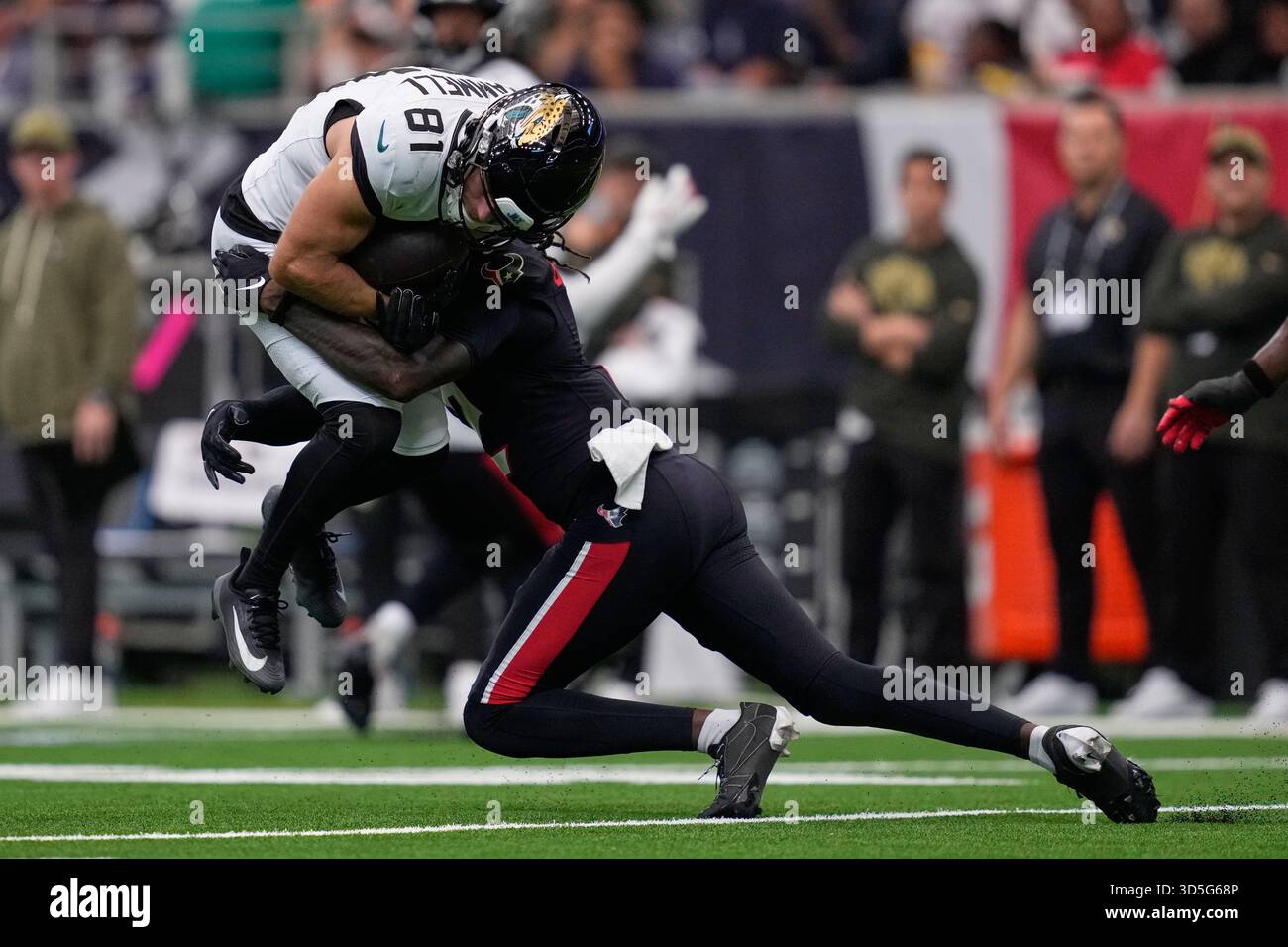 Houston Texans safety Calen Bullock (2) tackles Jacksonville Jaguars ...