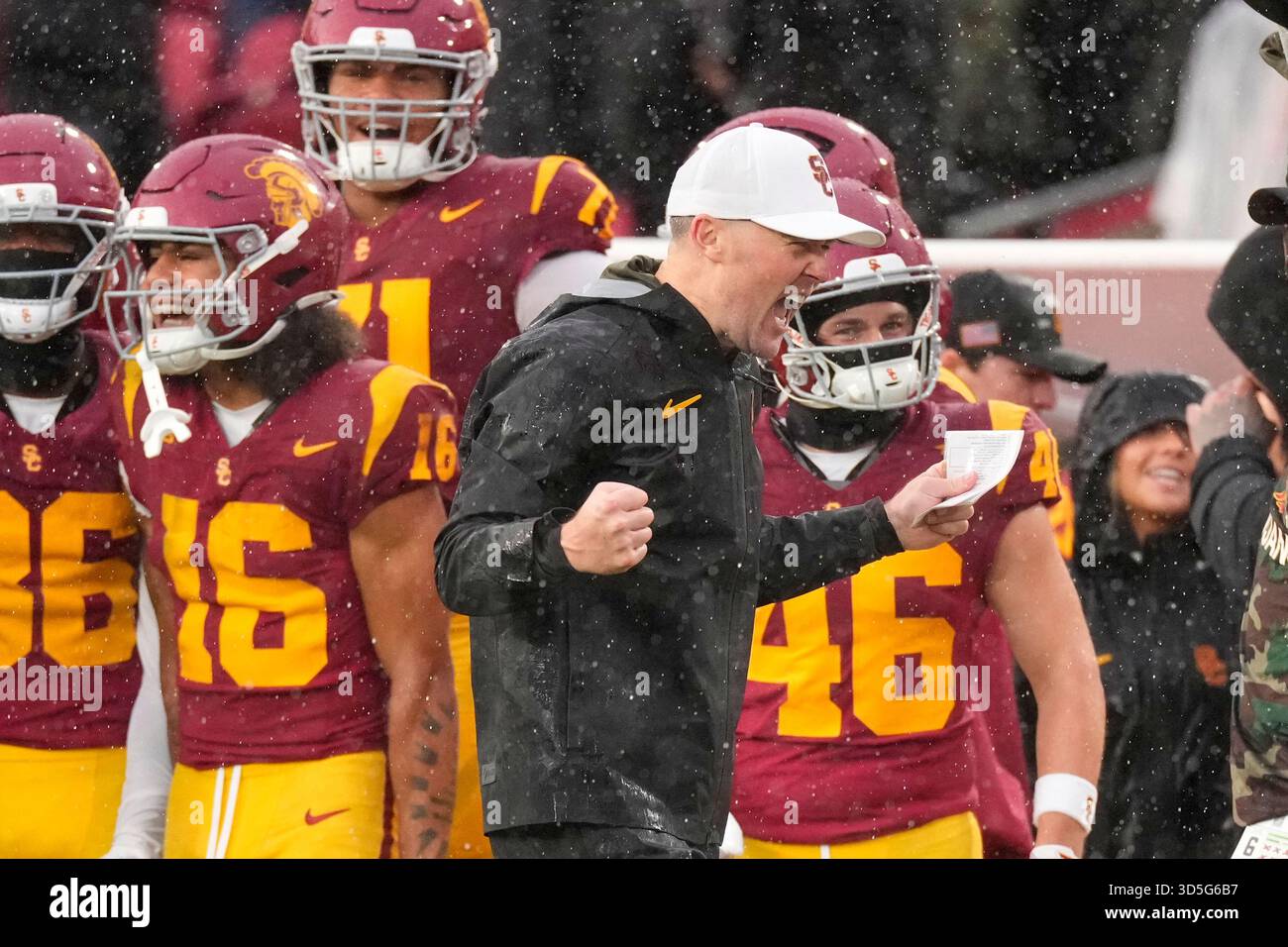 Southern California head coach Lincoln Riley celebrates as USC defeats ...