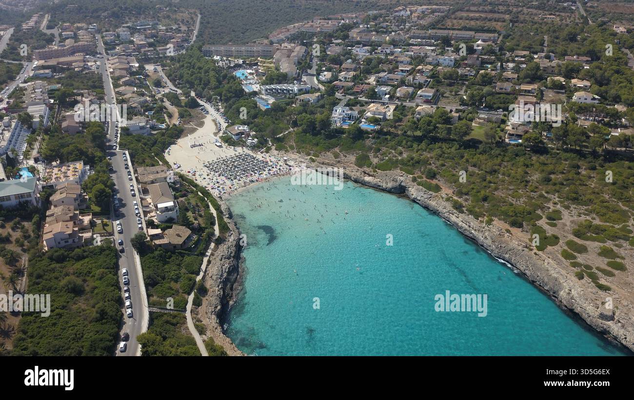 Aerial drone photography of stunning beaches on the island of Mallorca ...