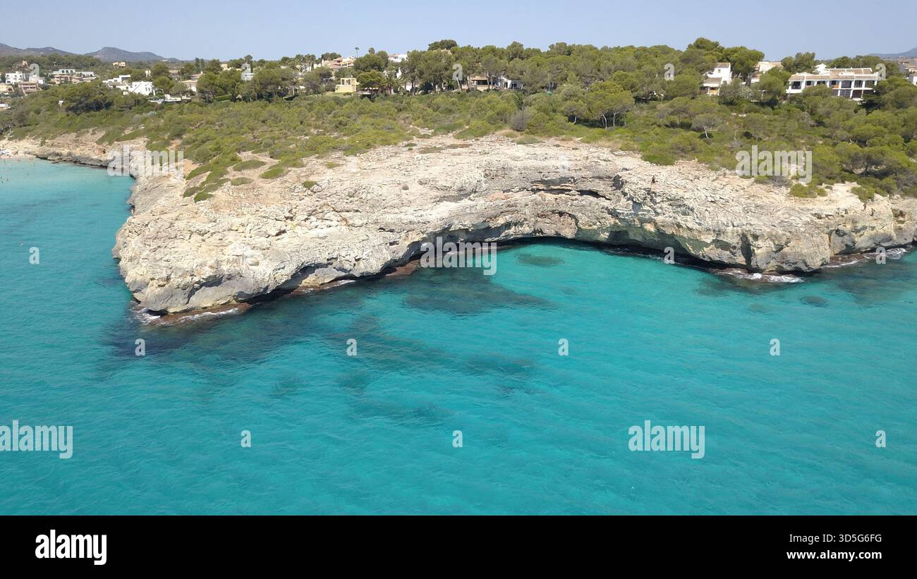 Aerial drone photography of stunning beaches on the island of Mallorca ...