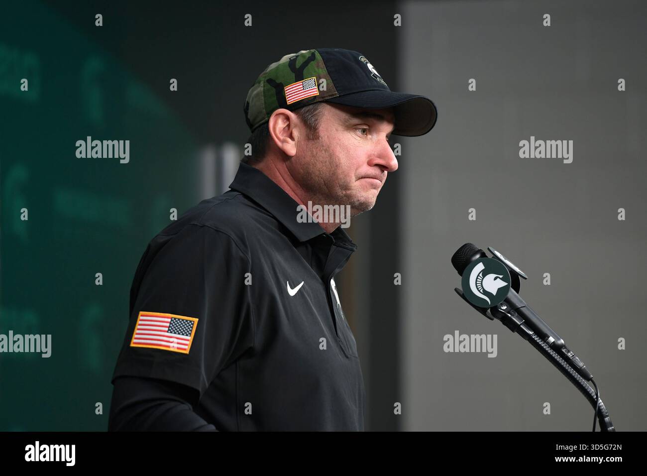 Michigan State head coach Jonathan Smith addresses the media following ...