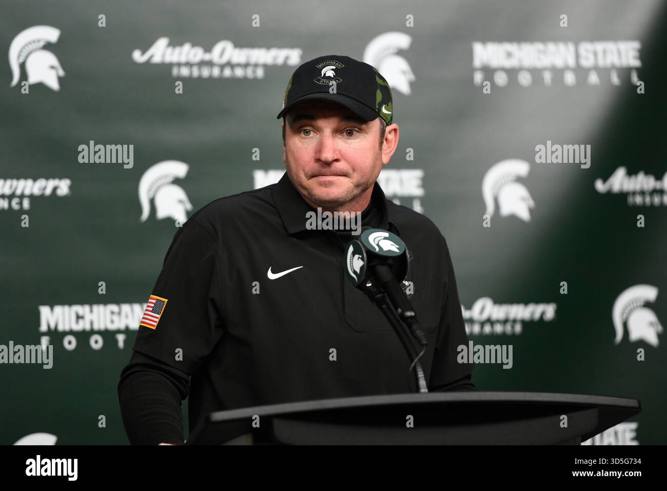 Michigan State head coach Jonathan Smith addresses the media following ...