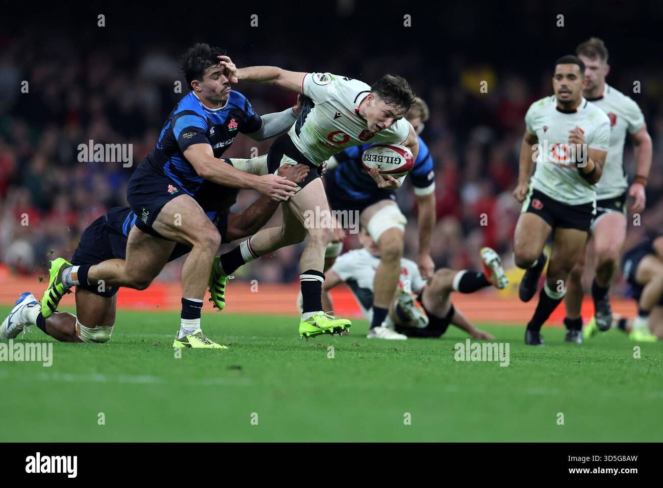 Dan Edwards of Wales makes a break. Wales v Japan, 2025 Quilter Autumn Nations series match at ...