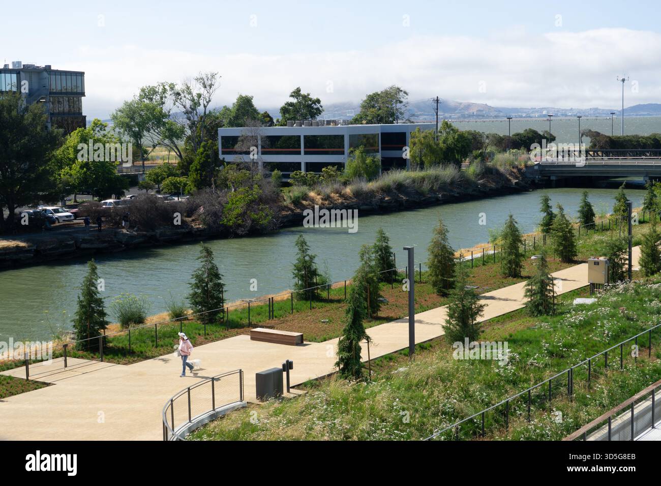 Aerial view of Sanchez Channel and Trail at Meta Reality Labs in ...