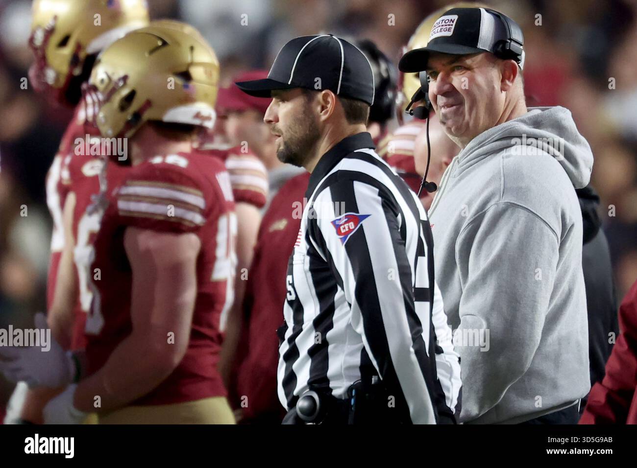 Boston College head coach Bill O'Brien, right, looks on during the ...