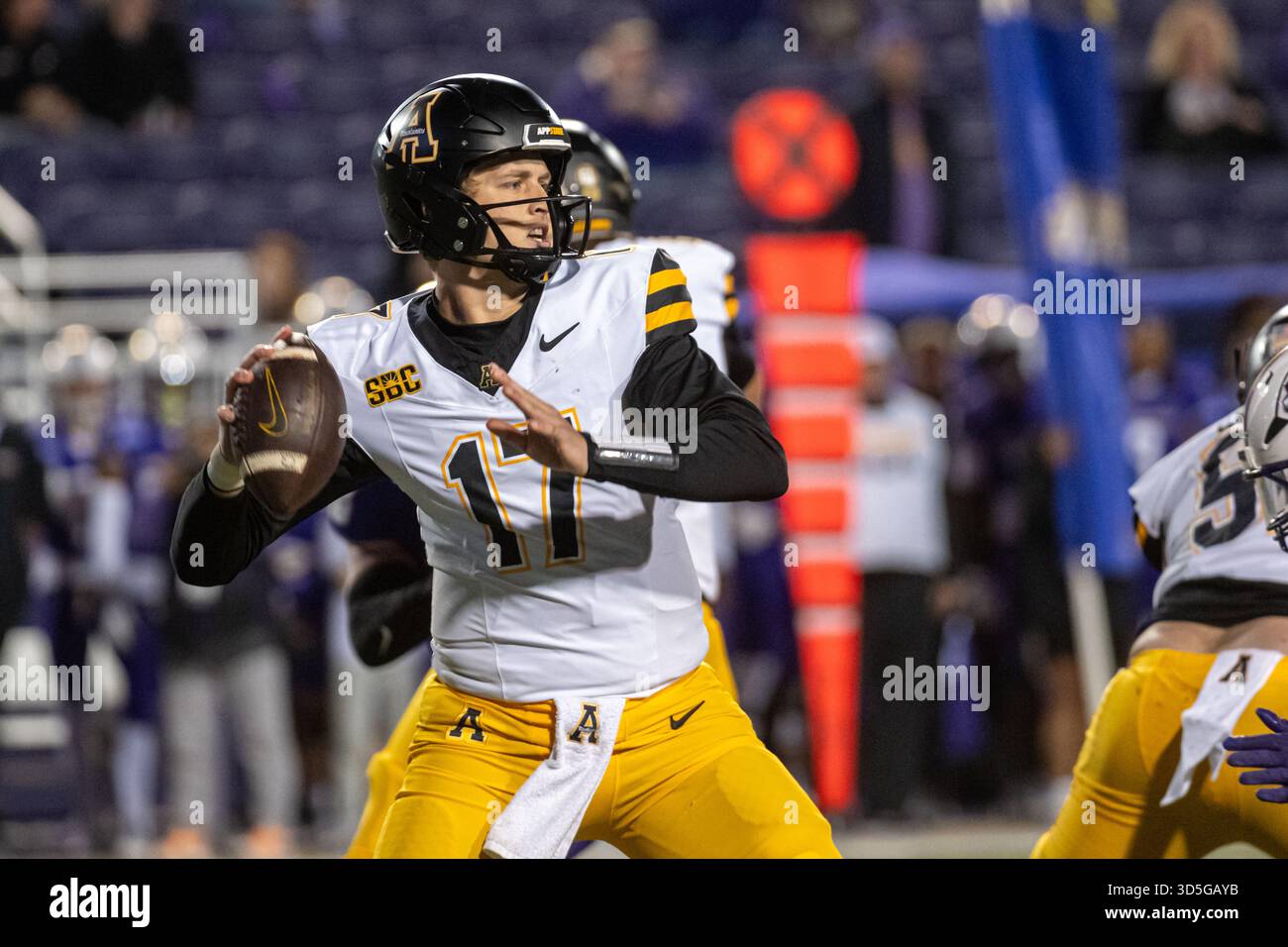 Appalachian State quarterback JJ Kohl (17) looks to pass the ball ...