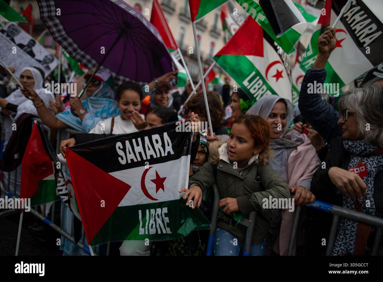 Children take part during the demonstration. A demonstration through ...