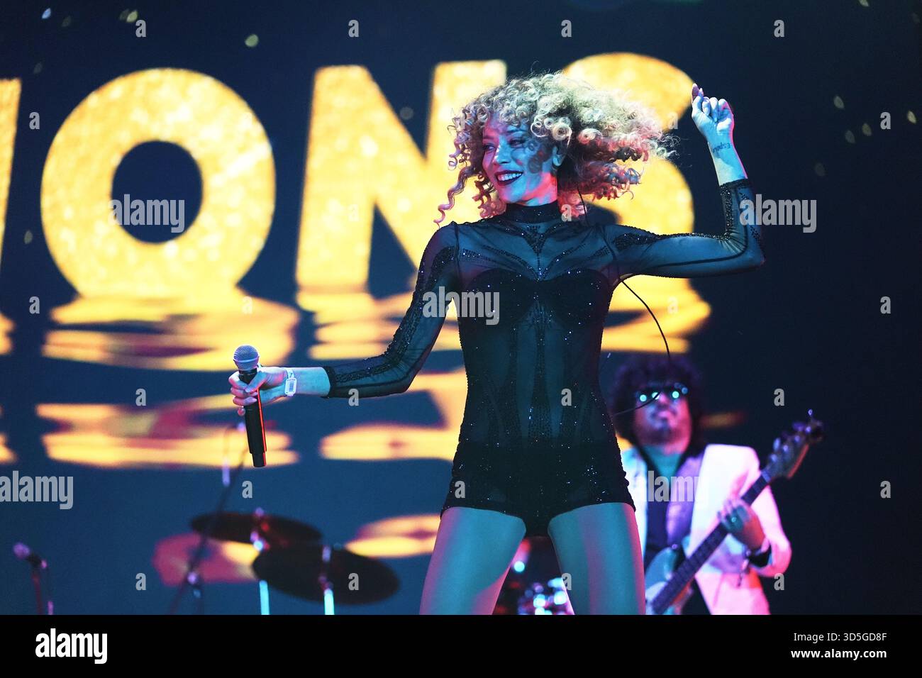 Michelle Joy, vocalist of the band Cannons, performs during the Corona ...