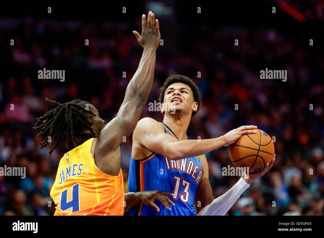 Oklahoma City Thunder forward Ousmane Dieng (13) looks to shoot against ...