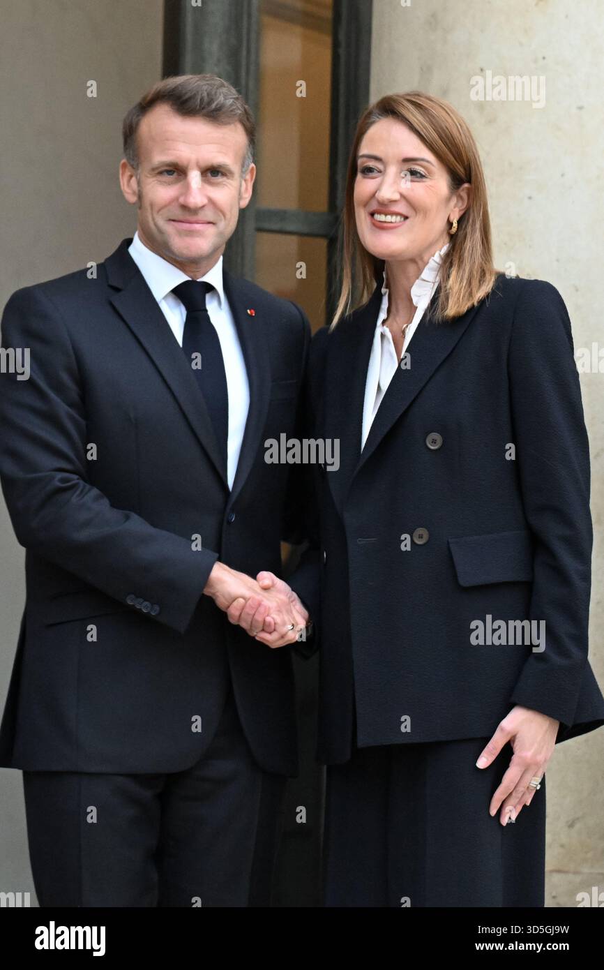 Meeting between the President of the Republic Emmanuel Macron and Ms ...