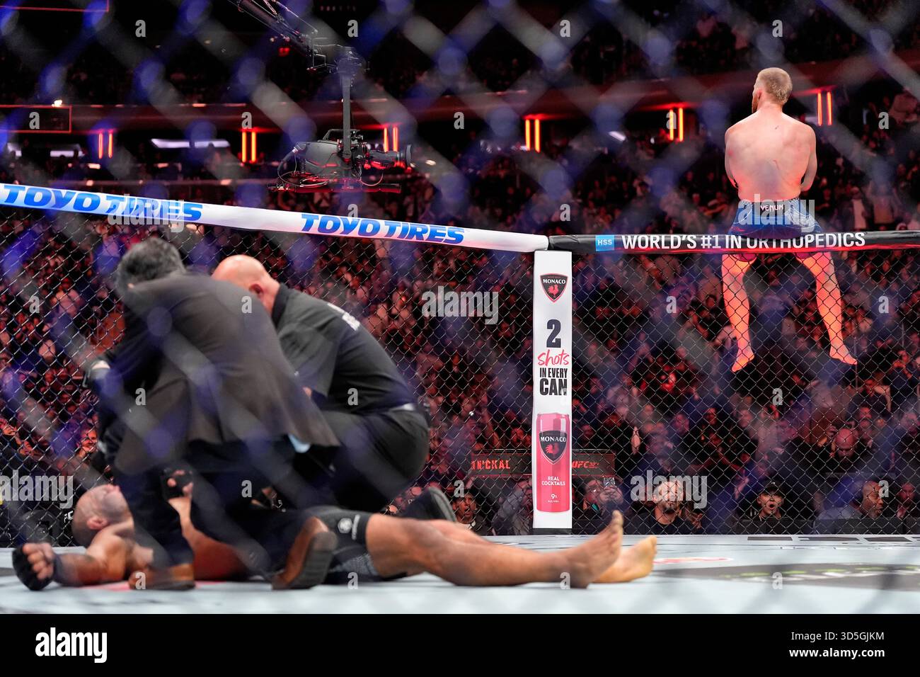 Bo Nickal, right, celebrates after defeating Brazil's Rodolfo Vieira in ...