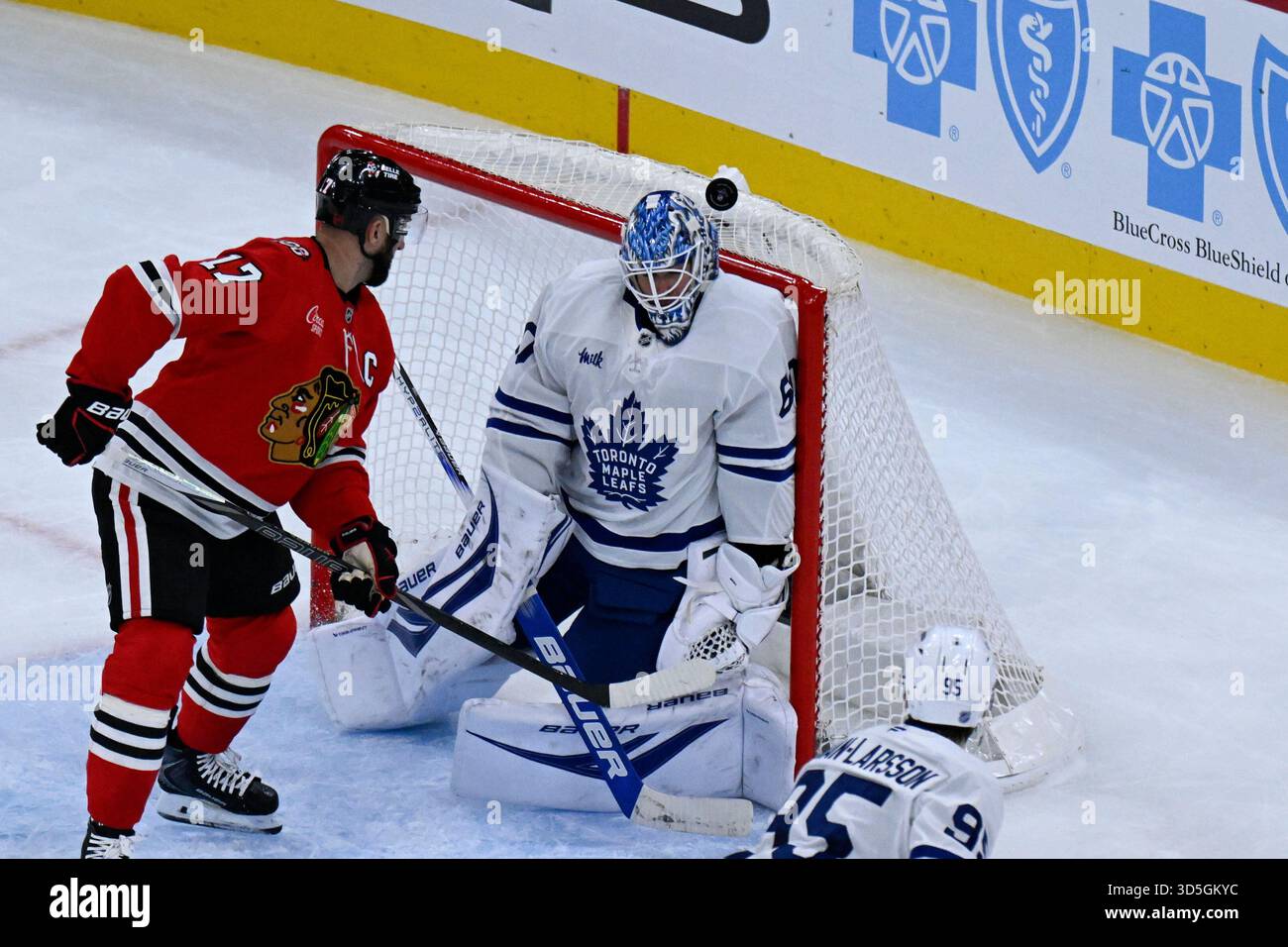 Toronto Maple Leafs goaltender Joseph Woll (60) blocks a shot as ...