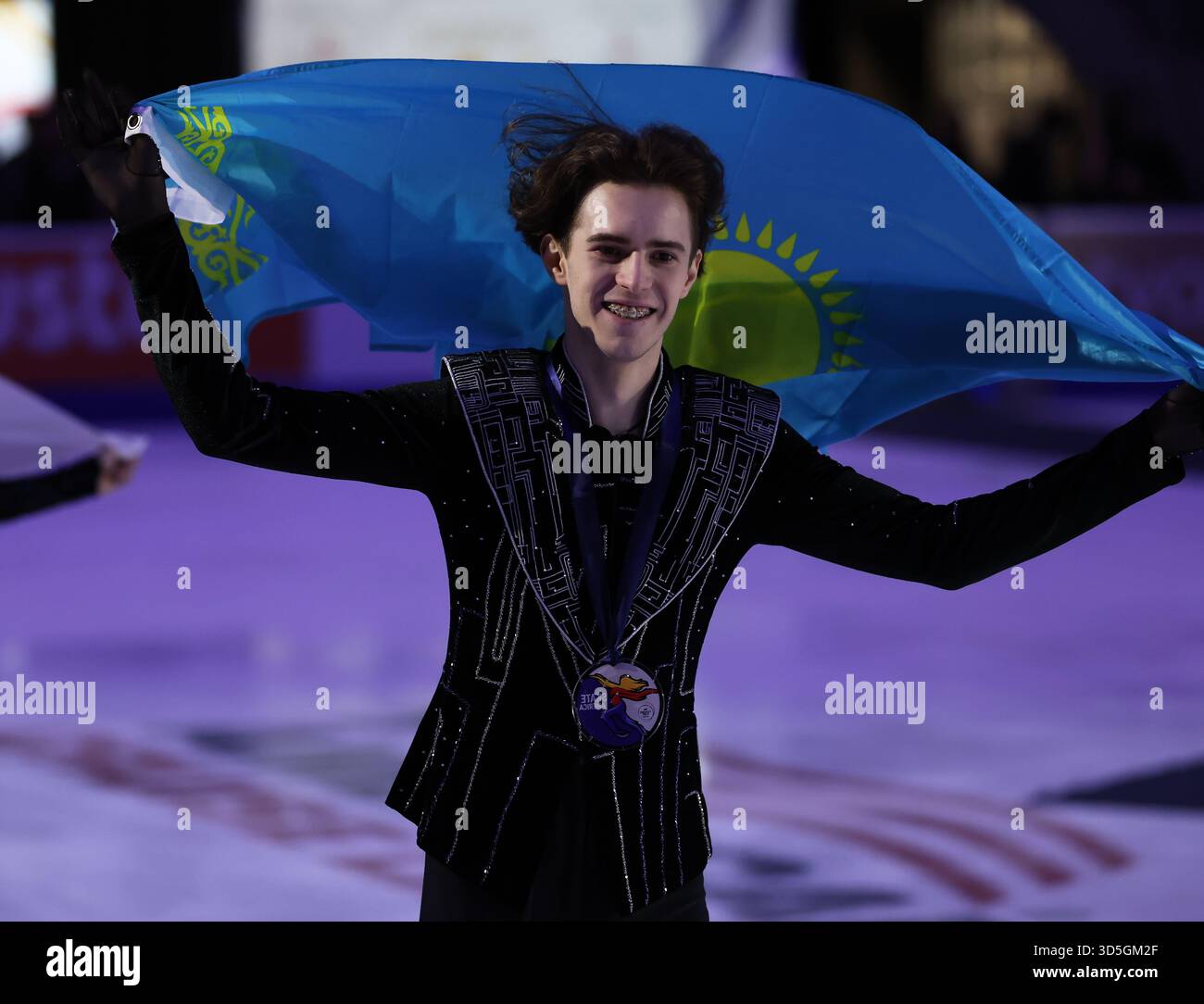 Mikhail SHAIDOROV of Kazakhstan celebrates after the Men's award ...