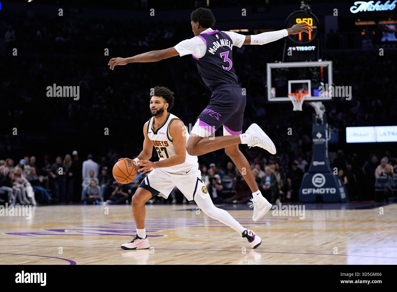 Denver Nuggets guard Jamal Murray (27) prepares to shoot as Minnesota ...