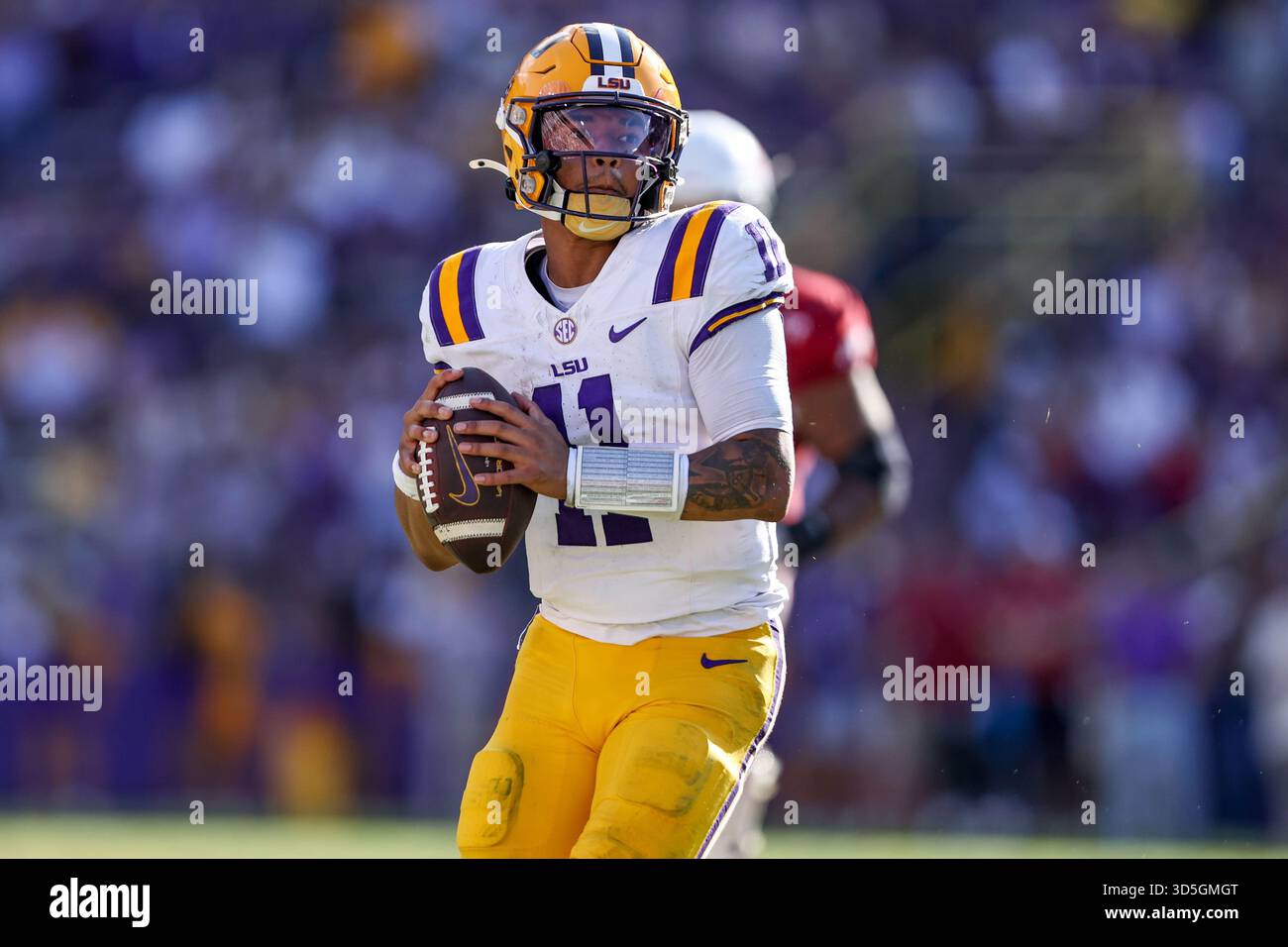 November 15, 2025: LSU quarterback Michael Van Buren Jr. (11) rolls out ...