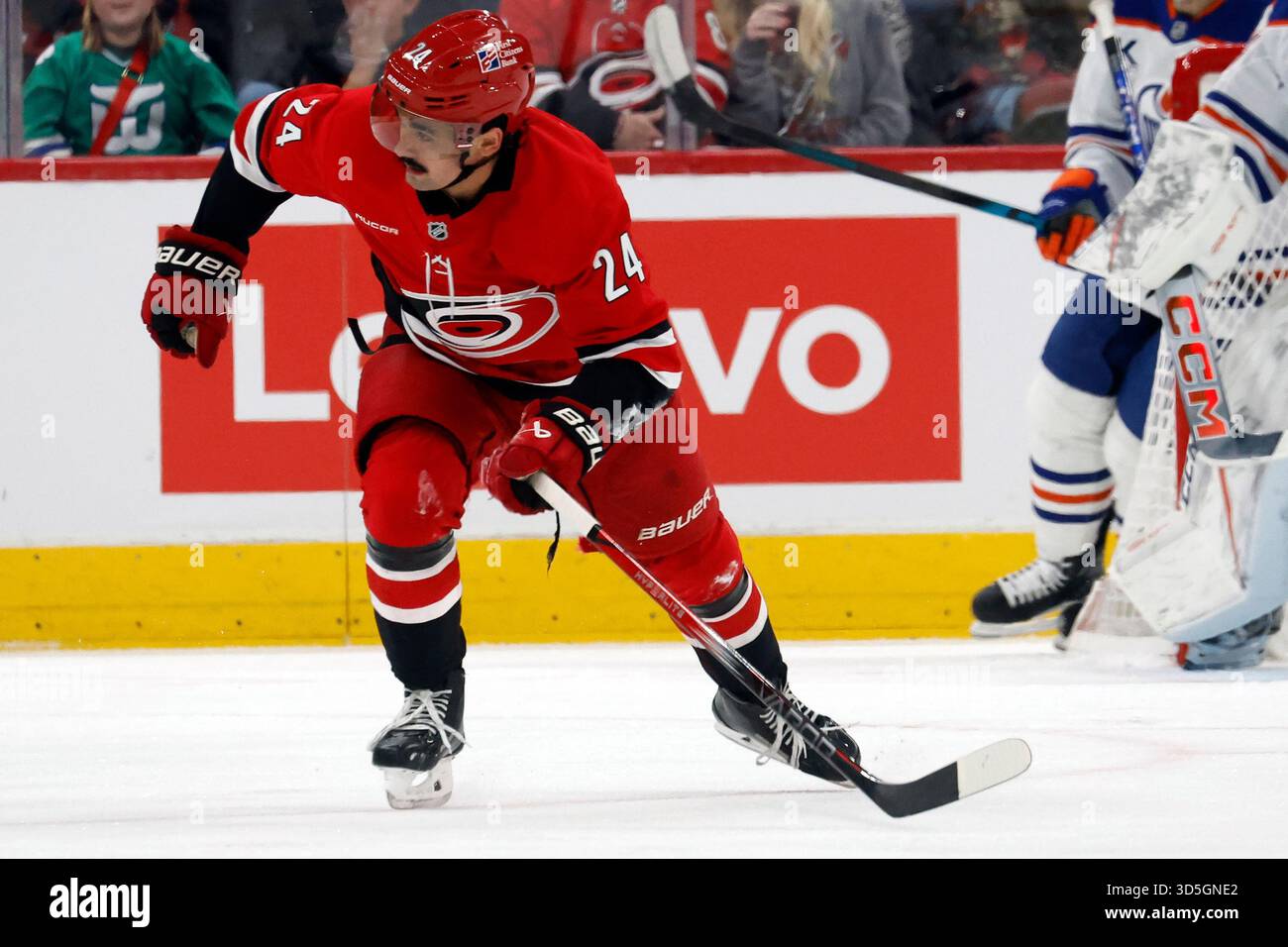 Carolina Hurricanes' Seth Jarvis (24) skates up the ice during the ...