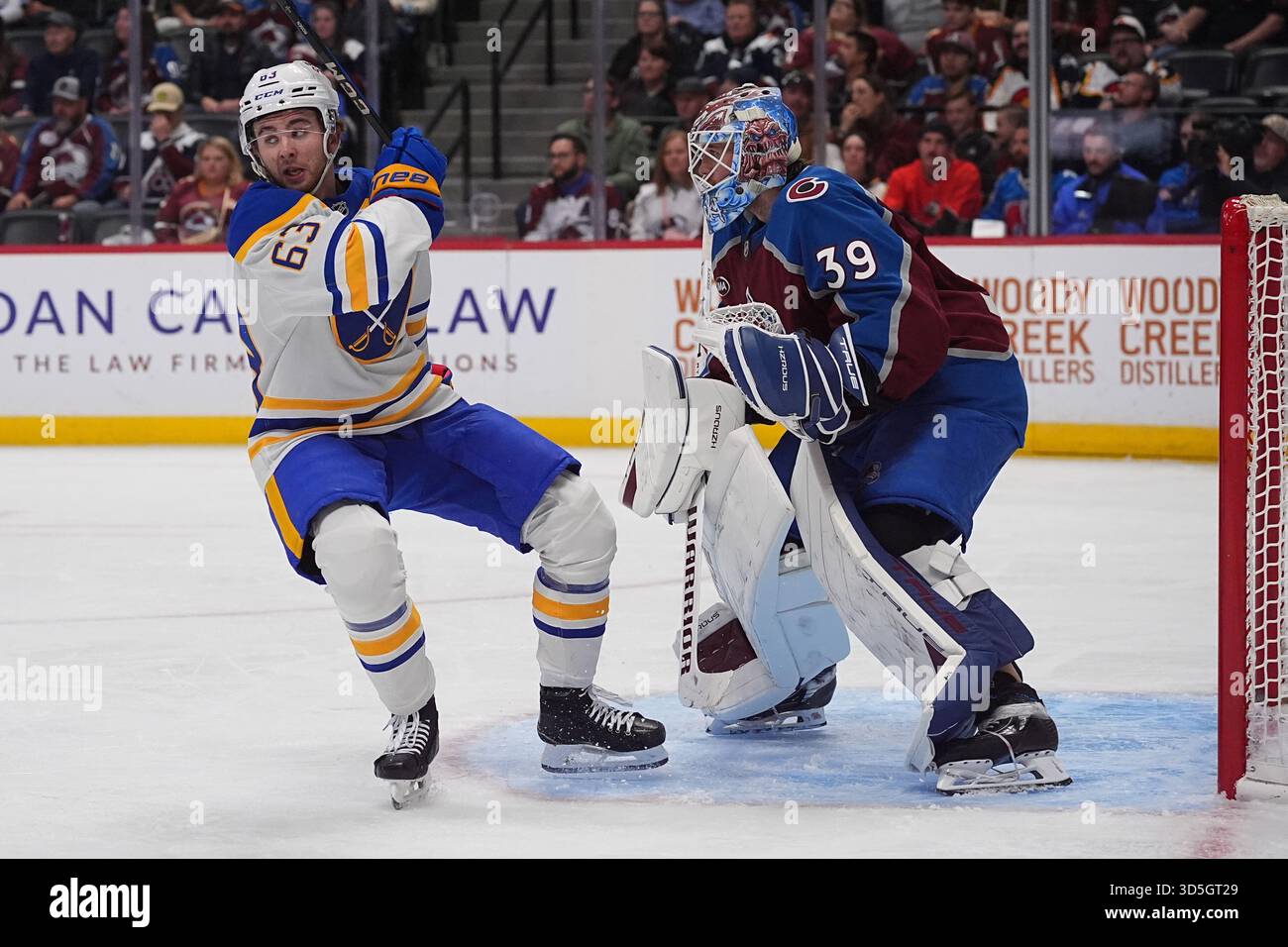 Buffalo Sabres right wing Isak Rosen (63) and Colorado Avalanche ...