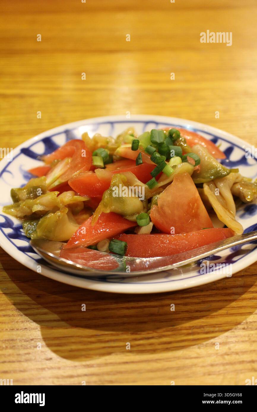 Chinese cuisine: tomato and zha cai (pickled mustard plant stem) salad ...