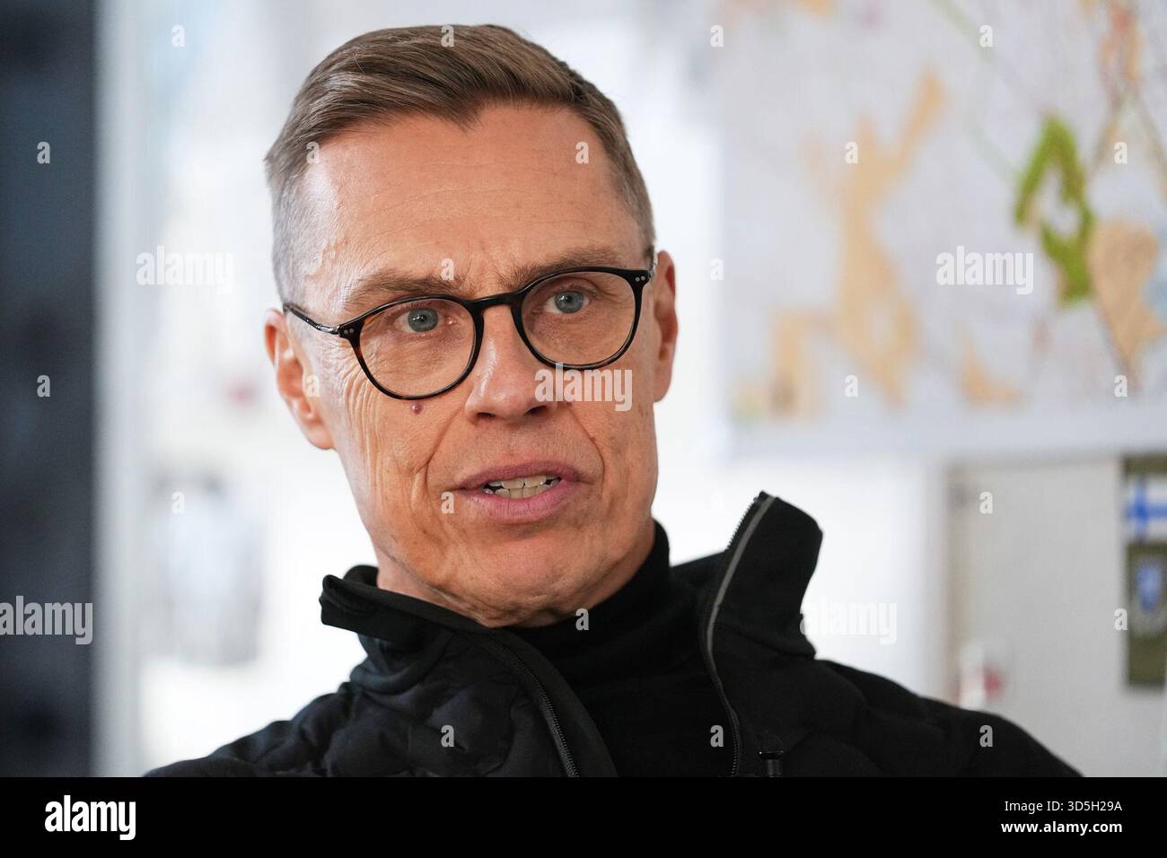 Finland's President Alexander Stubb speaks during an interview with The ...