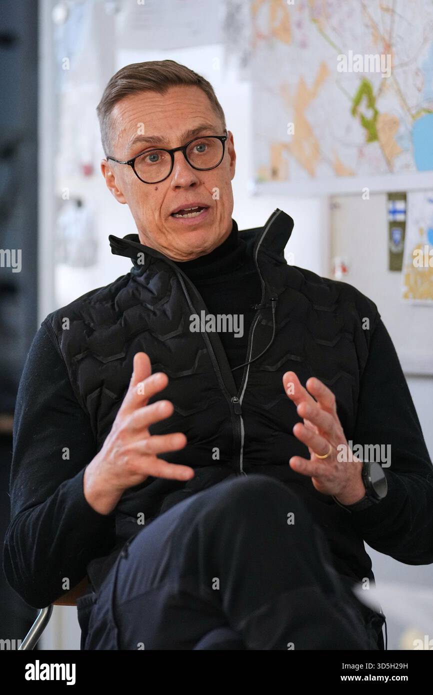 Finland's President Alexander Stubb speaks during an interview with The ...