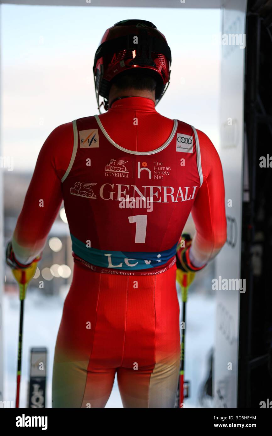 Switzerland's Loic Meillard gets ready to start an alpine ski, men's ...