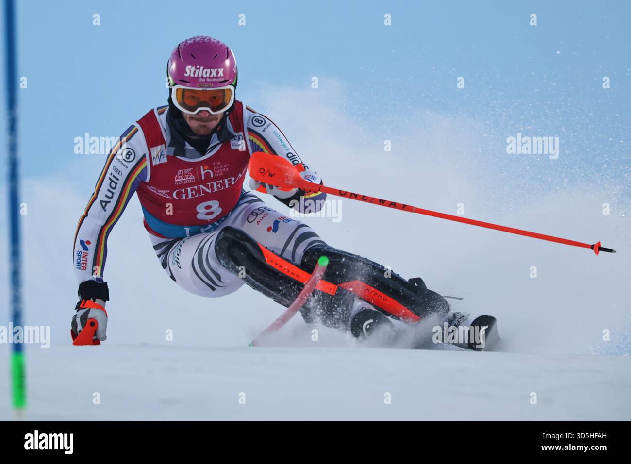 Germany's Linus Strasser speeds down the course during an alpine ski ...