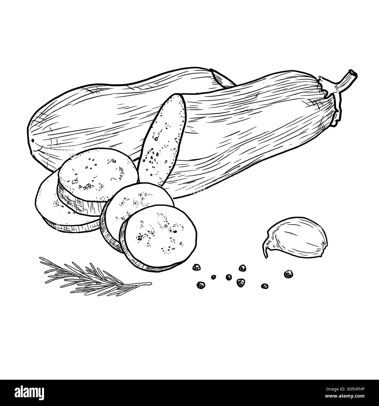 Fresh garlic rosemary Stock Vector Images - Alamy