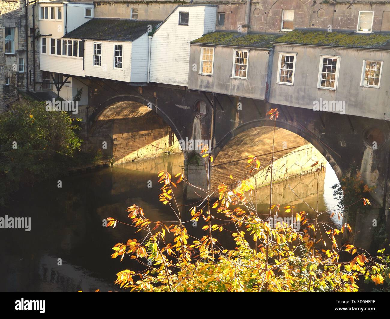 The lesser seen north west façade of Pulteney Bridge, Bath, Somerset ...