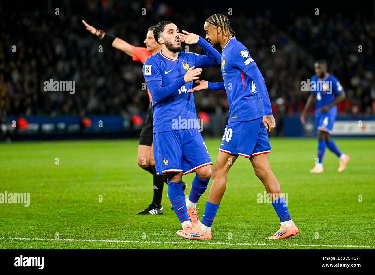 Rayan Cherki and Bradley Barcola during the FIFA World Cup 2026, Qualifiers, Group D football ...