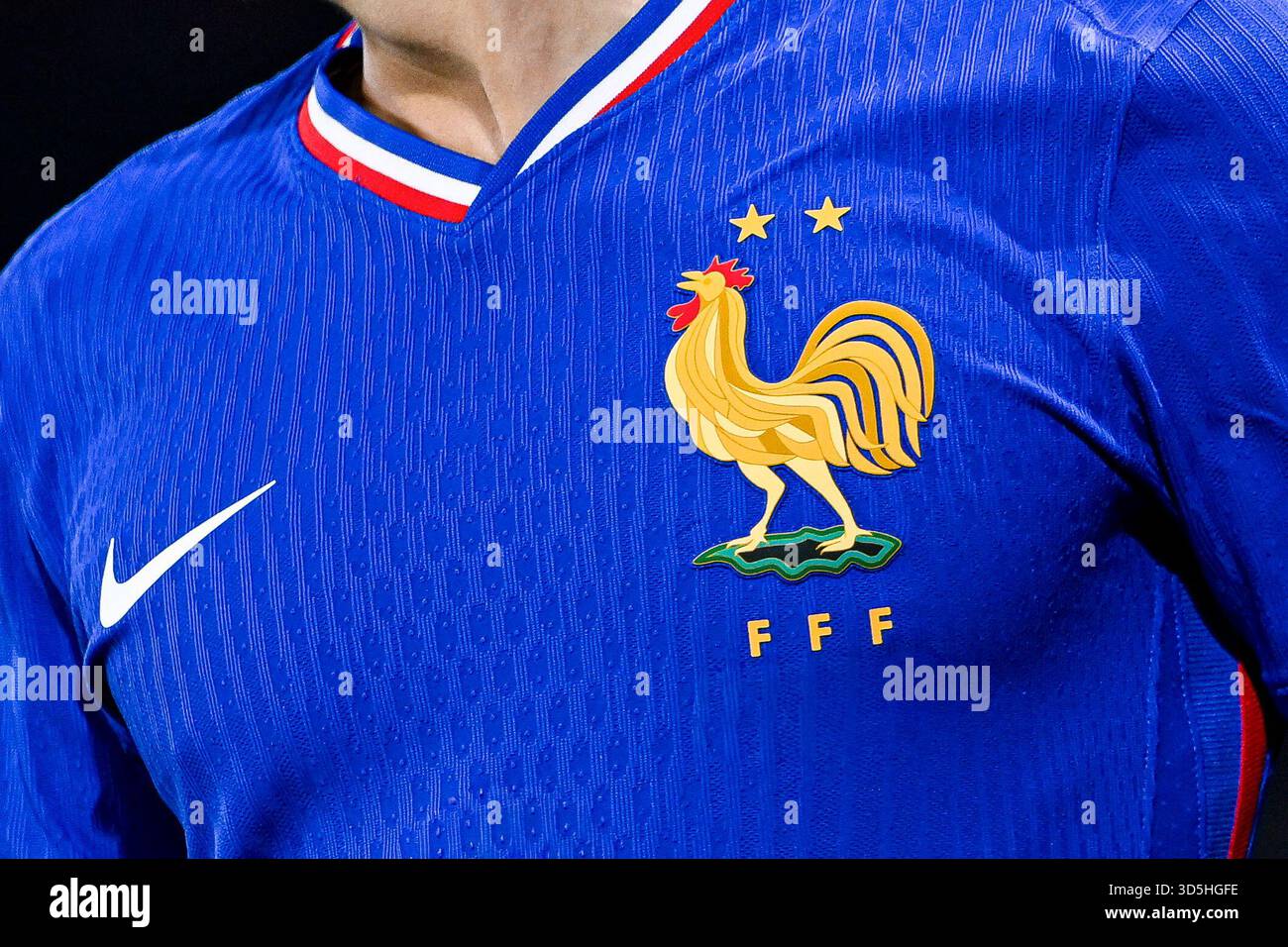 Illustration with with a close-up of the French national football team ...