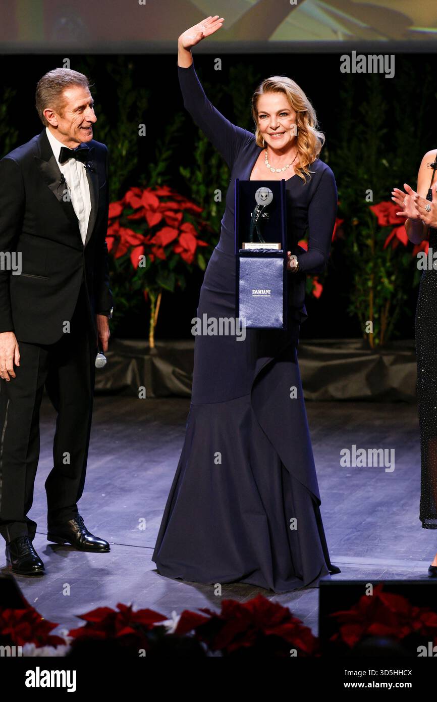 Claudia Gerini receives the Career Award during the awards gala night held at Grimaldi Forum ...