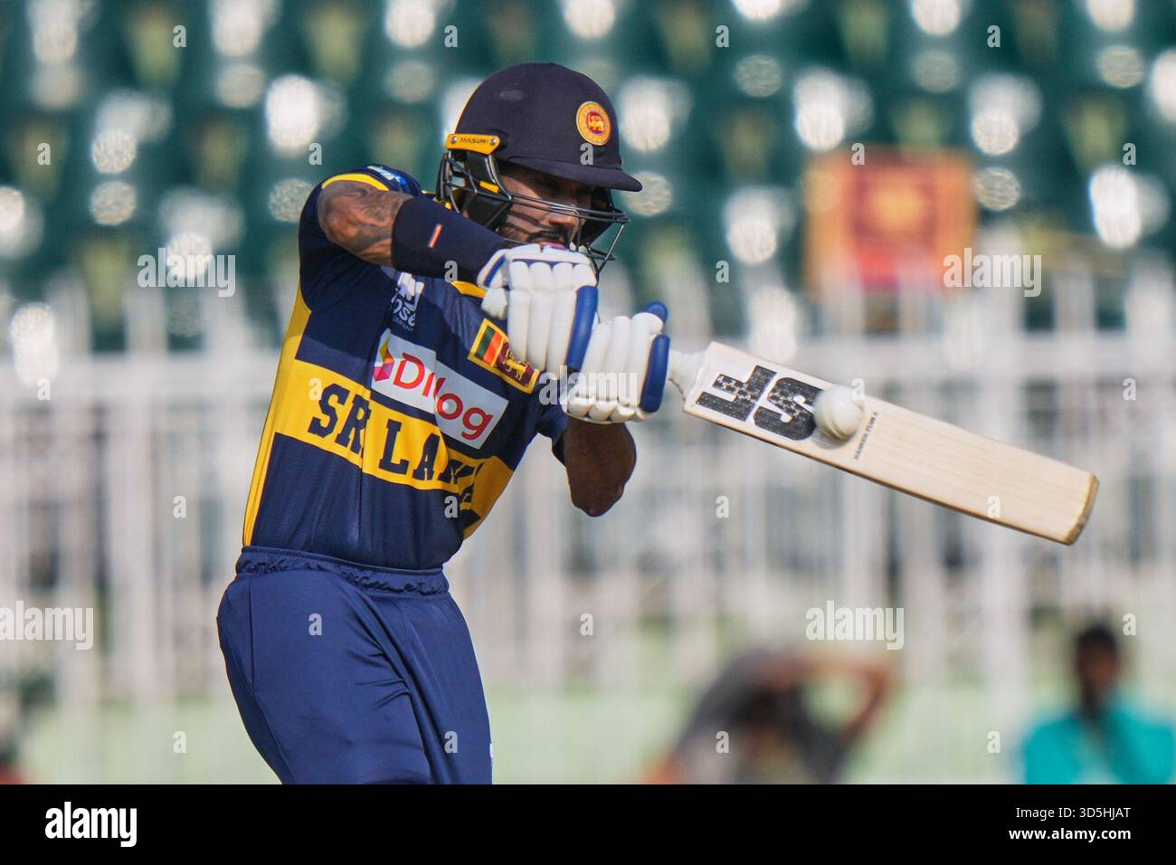 Sri Lanka's Kamil Mishara plays a shot during the third one day ...